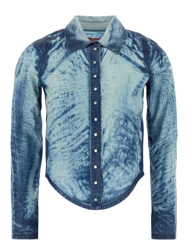 DIESEL® Lyocell Button-front Shirt - Light Blue