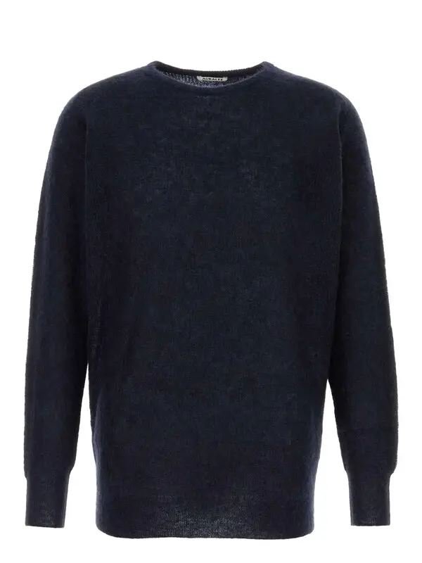 Auralee Midnight Alpaca Blend Crew Neck Sweater - Blue