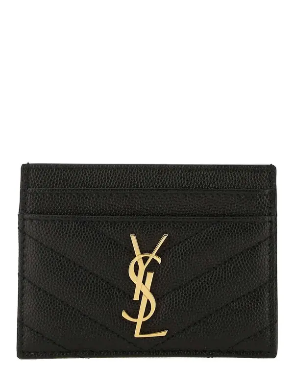 Saint Laurent Mini Calf Leather Card Holder - Black