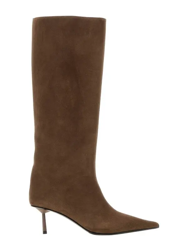 LE SILLA Mud Suede Bella Boots With 6 Cm Heel - Brown