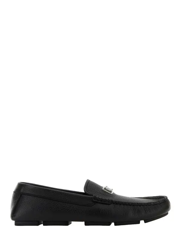 Dolce & Gabbana Deer Leather Loafers With Rubber Sole - Black