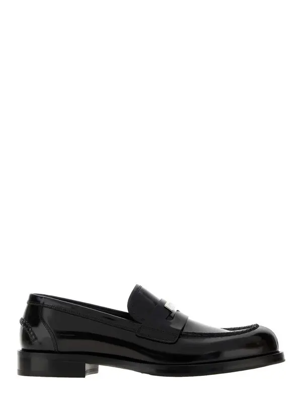Dolce & Gabbana Black Leather Slip-on Loafers - Nero