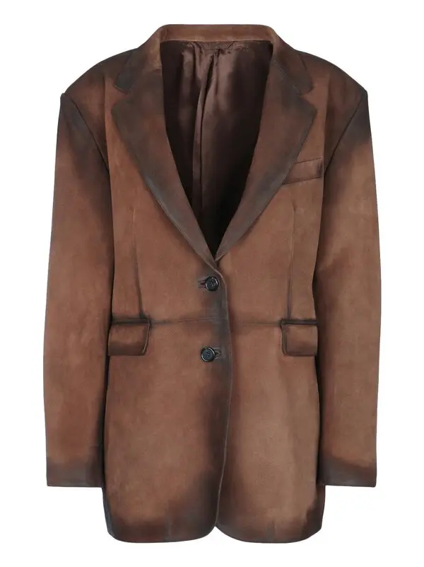Acne Studios Leather Tailored Coat - Cognacbrown