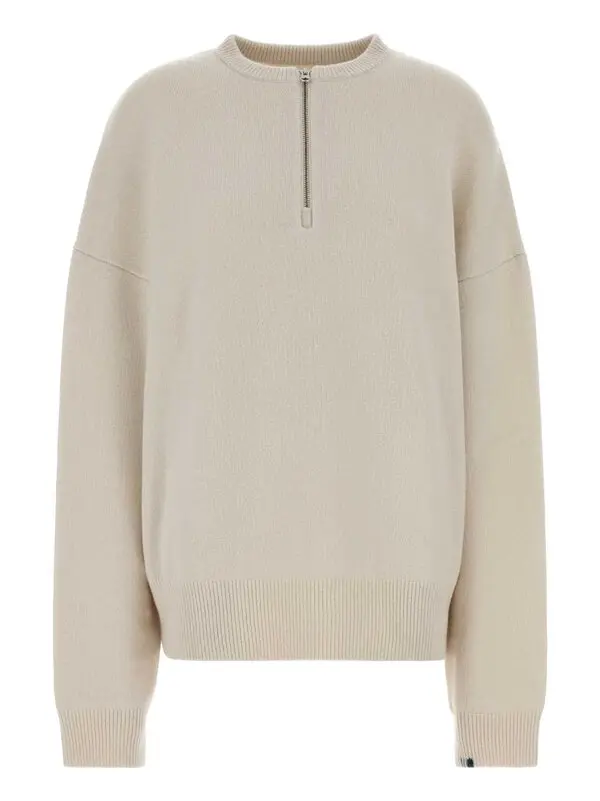 Extreme Cashmere Oversize Quarter Zip Cashmere Blend Sweater - White