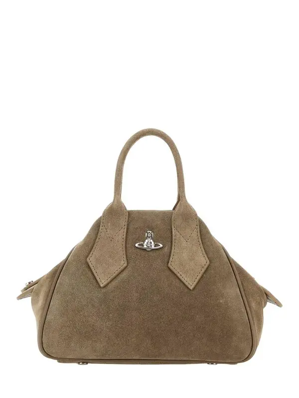 VIVIENNE WESTWOOD Small Yasmine Suede Handbag With Adjustable Shoulder Strap - Grey