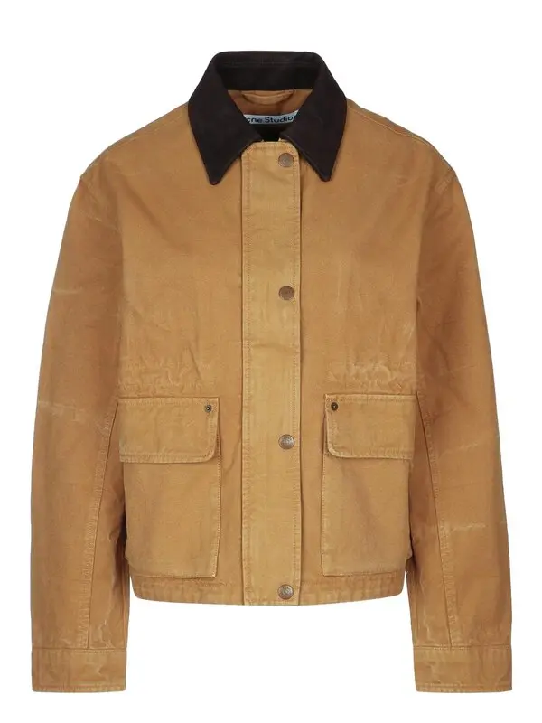 Acne Studios Leather-collared Organic Cotton Jacket - Rustbrown
