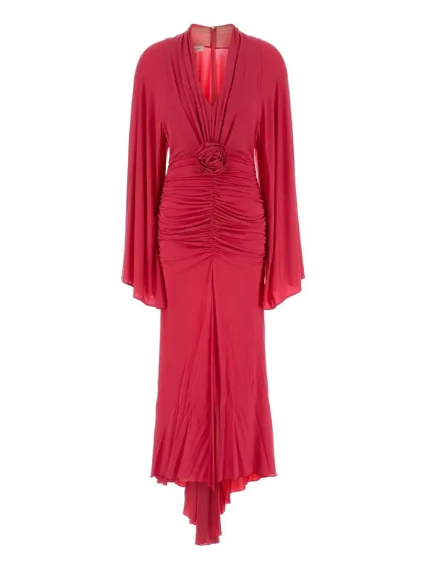 Blumarine Ruched V-neck Dress - Pink