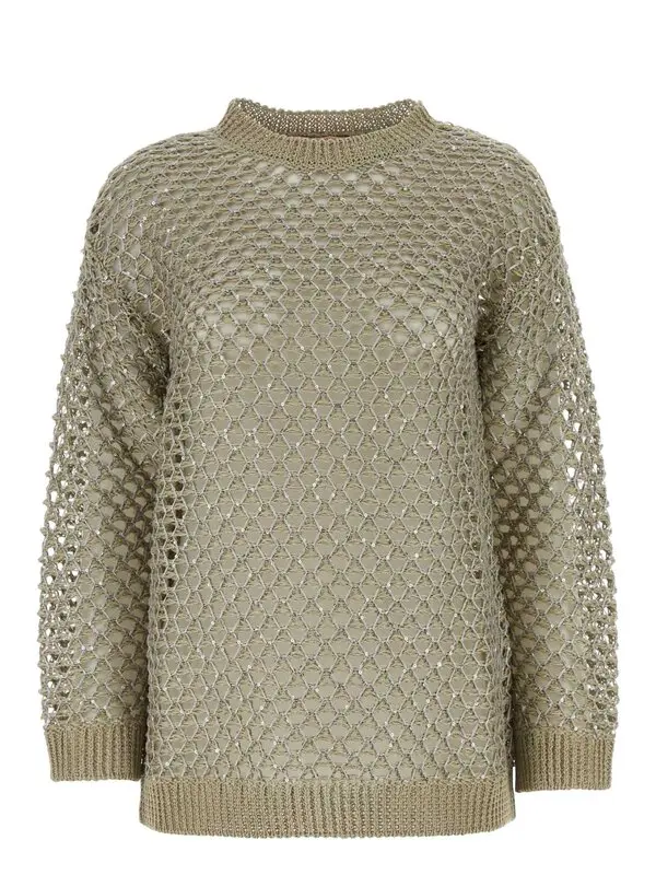 Valentino Garavani Embellished Crochet Knit Sweater - Green