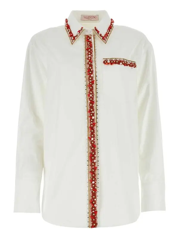 Valentino Garavani Embellished Cotton Poplin Shirt - White