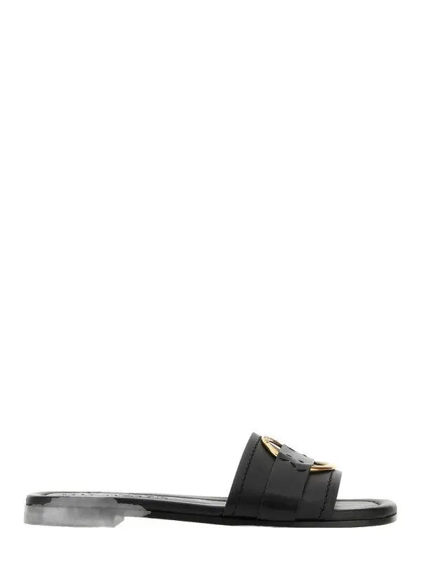 Moncler No Brand. Removed. Leather Bell Slippers For - Black