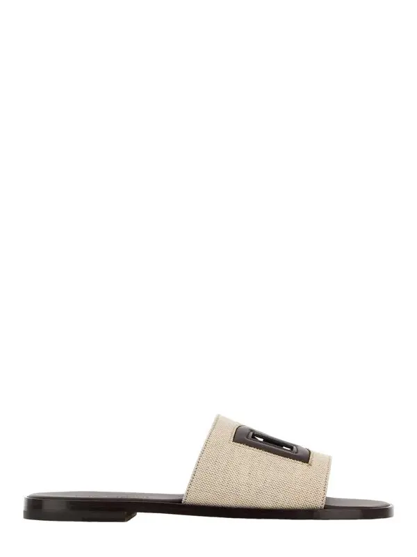Dolce & Gabbana Two-tone Canvas And Leather Slippers - White