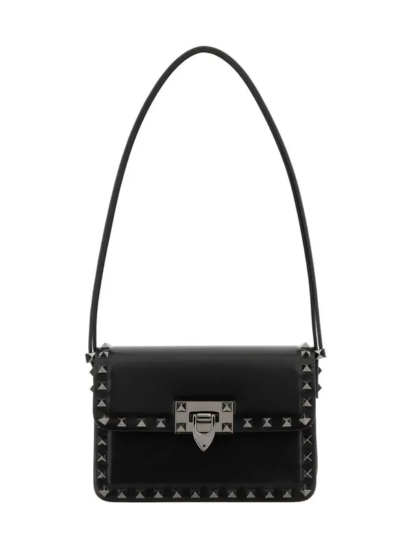 Valentino Garavani Rockstud Leather Shoulder Bag - Black