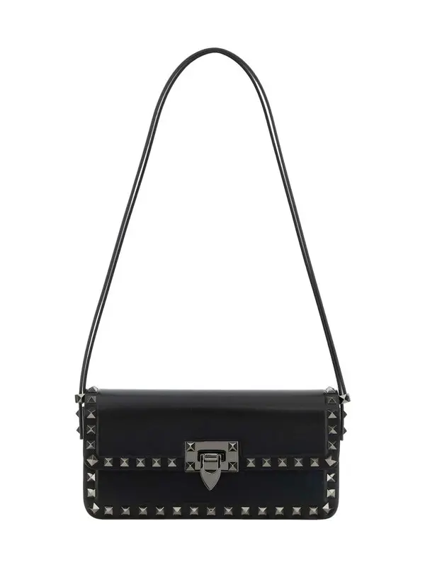 Valentino Garavani Rockstud Leather Shoulder Bag - Black