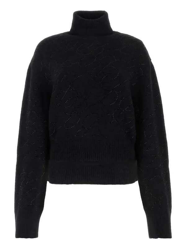 Blumarine High Neck Alpaca Blend Knit Sweater - Black