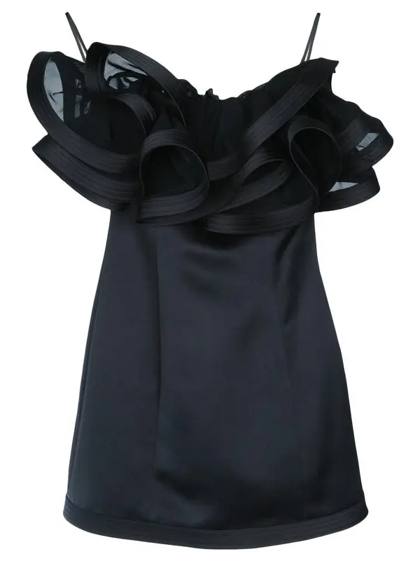Elisabetta Franchi Ruffled Gown - Nero