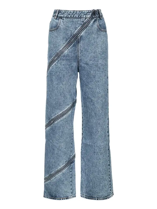 Alaïa Spiral Detail Wide-leg Jeans - Bleuneige