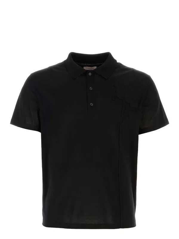 Valentino Garavani 100% Cotton Polo Shirt - Black