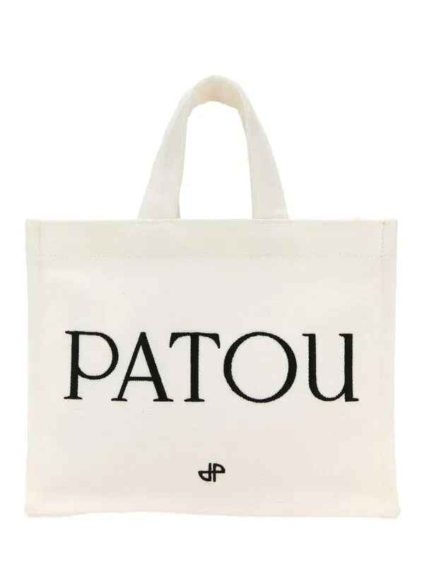 PATOU Mini Canvas Small Tote Handbag - White