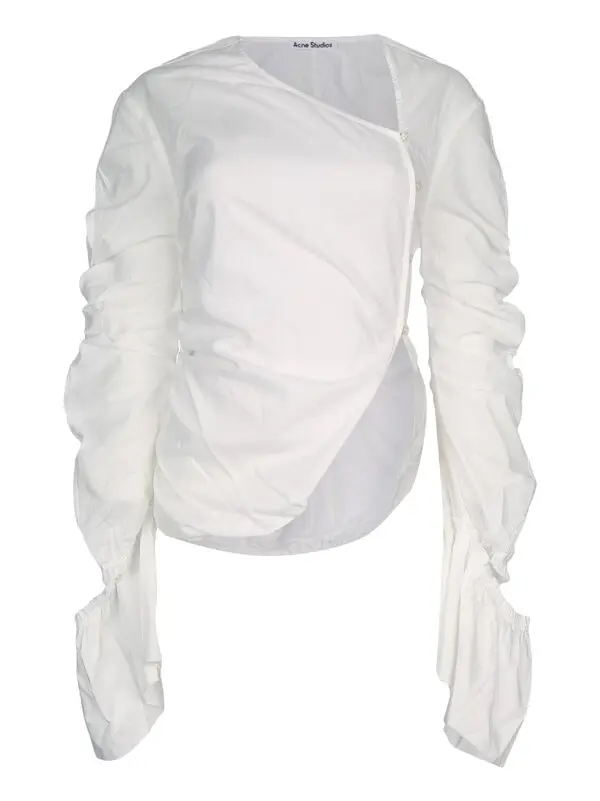 Acne Studios Cotton Shirt With Draped Sleeves - White