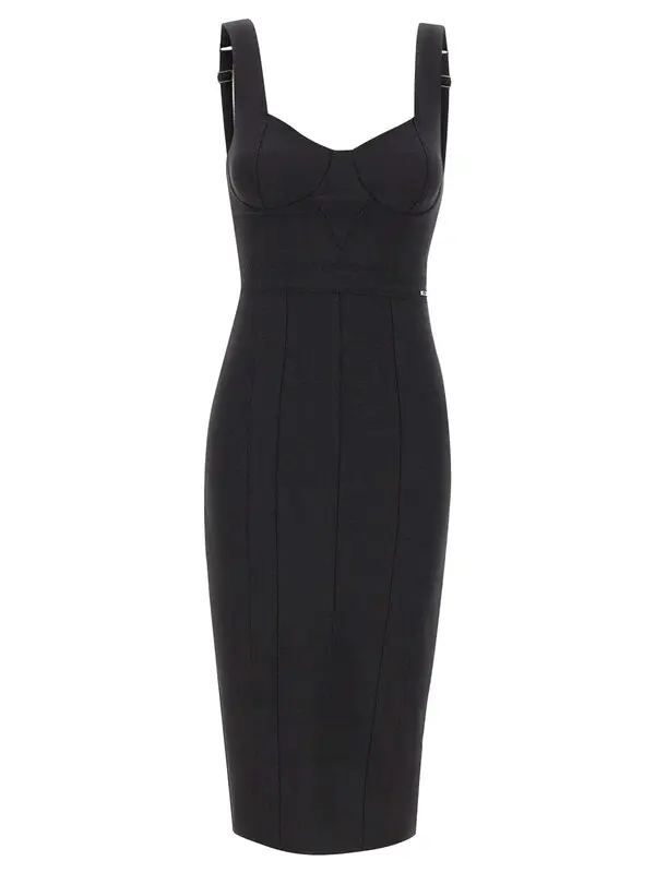 Elisabetta Franchi Fitted Sleeveless Midi Dress - Nero