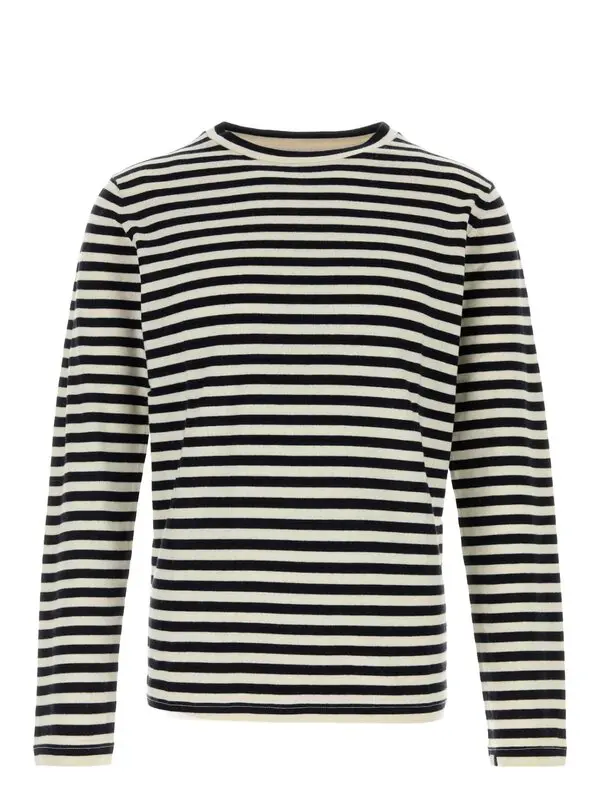Extreme Cashmere Embroidered Cotton-cashmere Striped Long Sleeve Sweater - Stripped