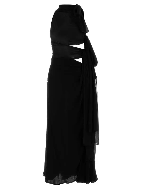 Alaïa Georgette Maxi Dress With Draped Detailing - Black