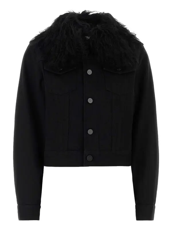 Alaïa Cropped Denim Jacket With Spread Collar - Black