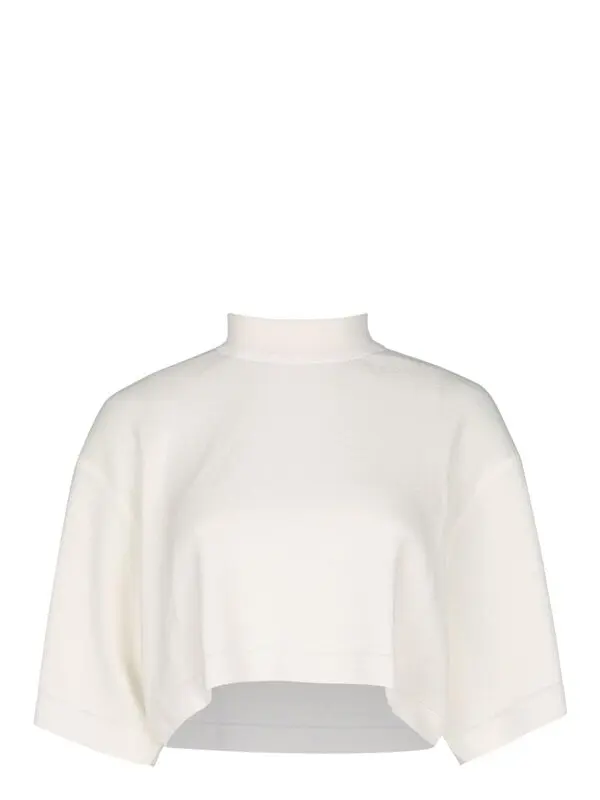 Alaïa Sculpted Mock Neck Cropped Top - Blanc