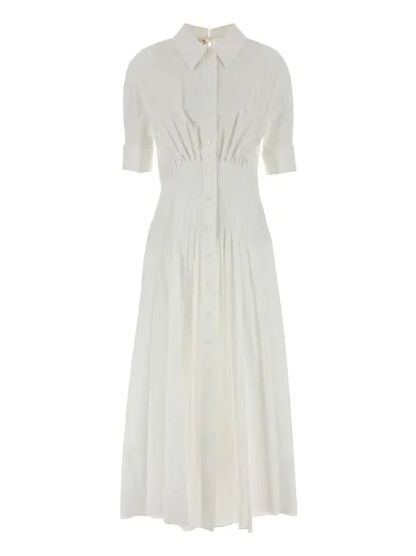 Marni Poplin Shirt Dress With Classic Collar - White