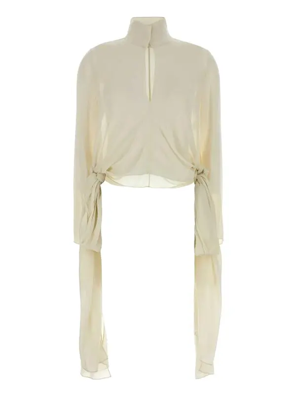Alaïa Crepe Blouse With Knot Detailing - Yellow