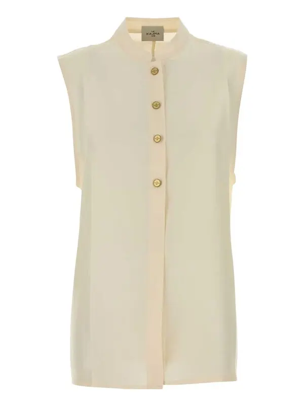 Le Kasha Silk Mandarin Collar Shirt - Yellow