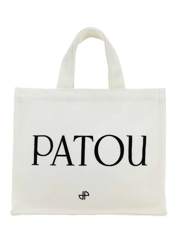 PATOU Cotton Shopping Handbag Mini Tote Bag - White