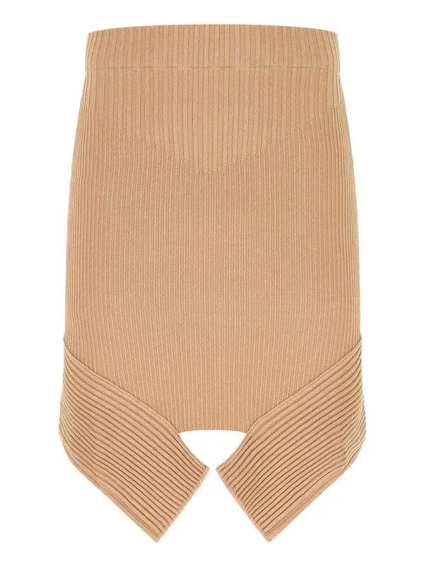 ANDREĀDAMO Stretch Viscose Blend Skirt - Neutrals