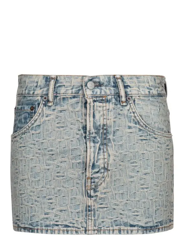 Acne Studios Monogram Embossed Denim Skirt - Bluebeige