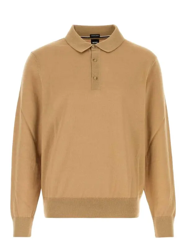 BOSS Virgin Wool Polo Shirt For - Camel