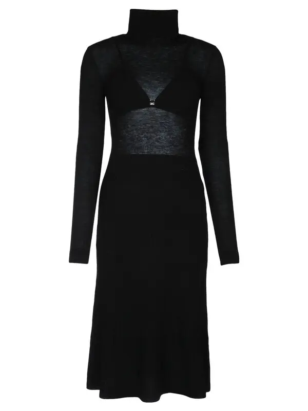 Elisabetta Franchi High-neck Midi Gown - Nero