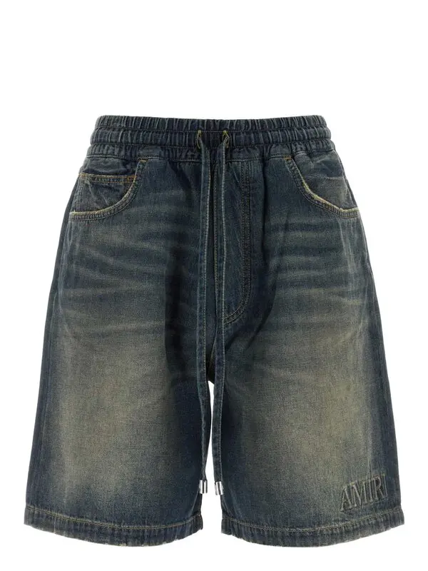 Amiri Denim Bermuda Shorts With Drawstring Waist - Blue