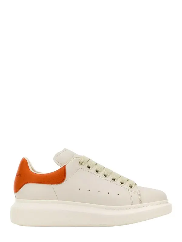 Alexander McQueen Leather Sneakers With Contrast Heel - White