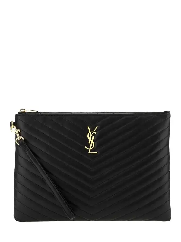 Saint Laurent Quilted Leather Pouch - Black