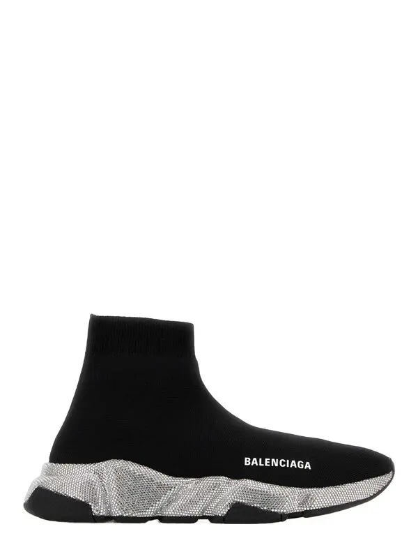 Balenciaga Stretch Nylon Speed Sock Sneaker With Embellished Sole - Black