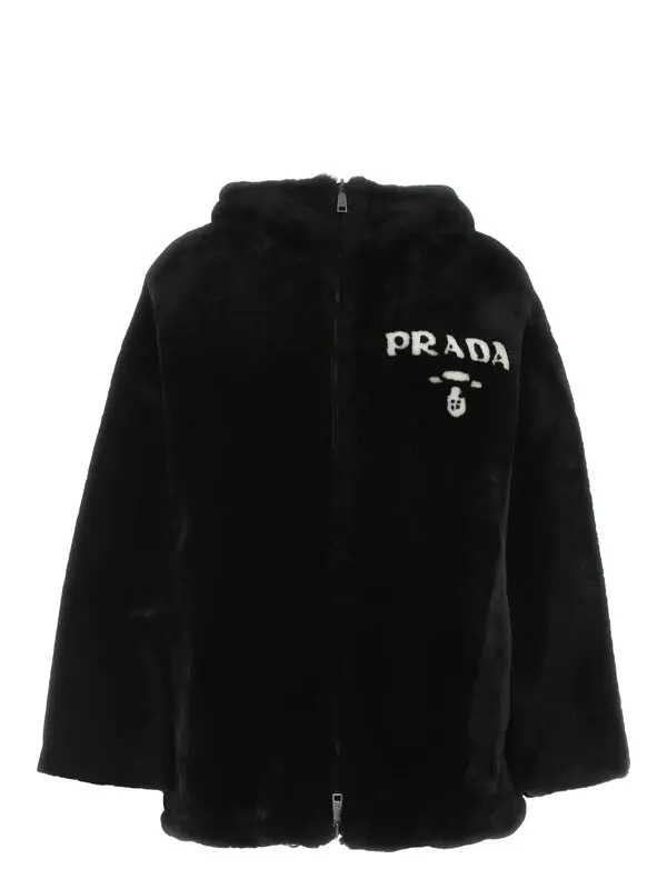 Prada Reversible Shearling Jacket With Fur Texture - Black