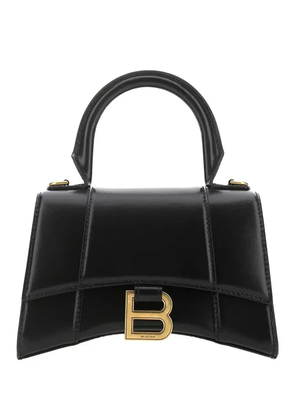 Balenciaga Leather Mini Hourglass Handbag - Black