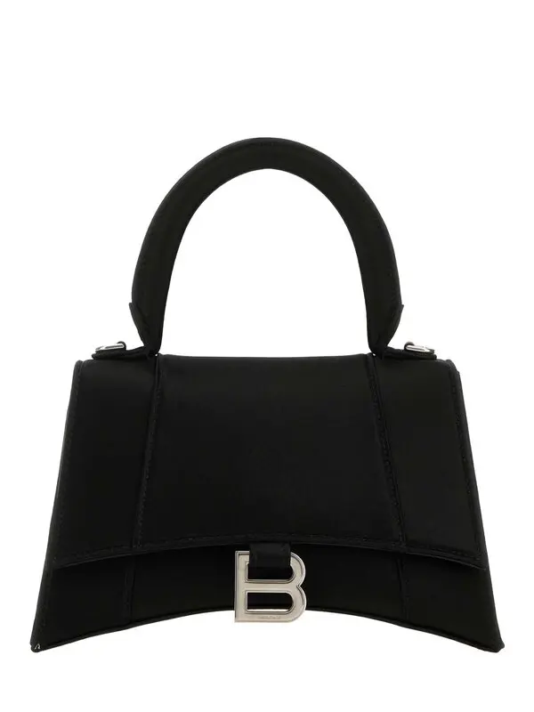 Balenciaga Mini Hourglass Shoulder Bag In Satin - Black