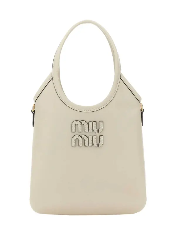 Miu Miu Leather Shopping Handbag - White