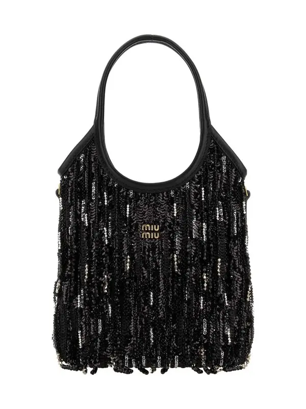 Miu Miu Embellished Sequined Mini Handbag - Black