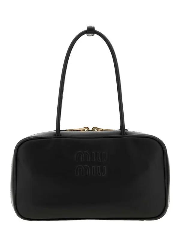 Miu Miu 100% Calfskin Leather Shoulder Handbag - Black