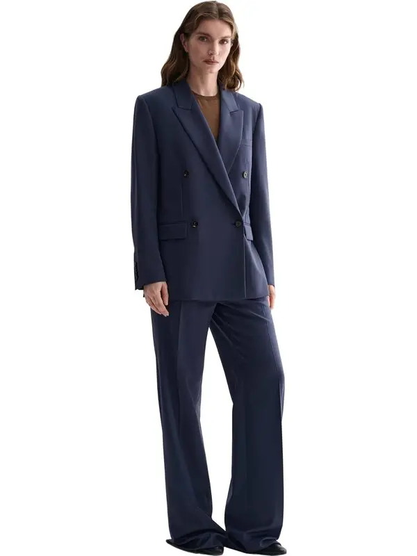 Veronica De Piante Roman Double Breasted Wool Blazer - Blue