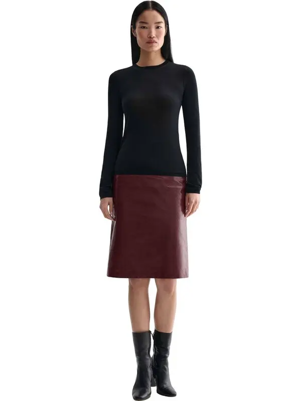 Veronica De Piante Noelia Embossed Leather Pencil Skirt - Dark Red