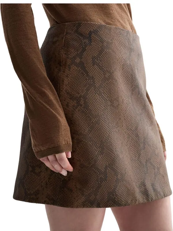 Veronica De Piante Cecily Snake Print Leather Mini Skirt - Camel