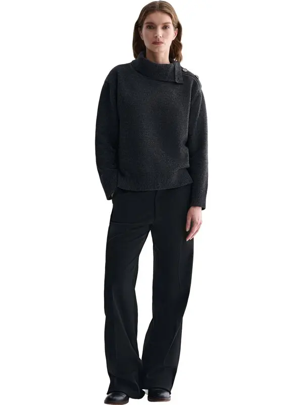 Veronica De Piante Wool-cashmere Convertible Neck Sweater - Gray